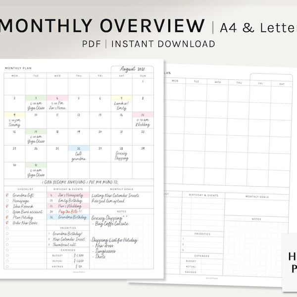 Monthly Planner - Etsy