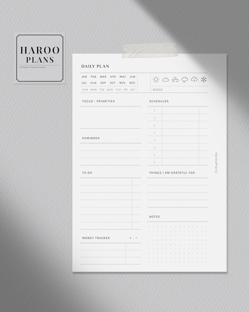 Daily Planner | A6 Size Printable Inserts | Schedule Template | to Do ...