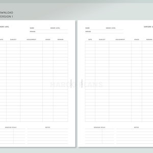 Grade Log Sheet | Half-letter Printable Planner Inserts | Homeschool ...