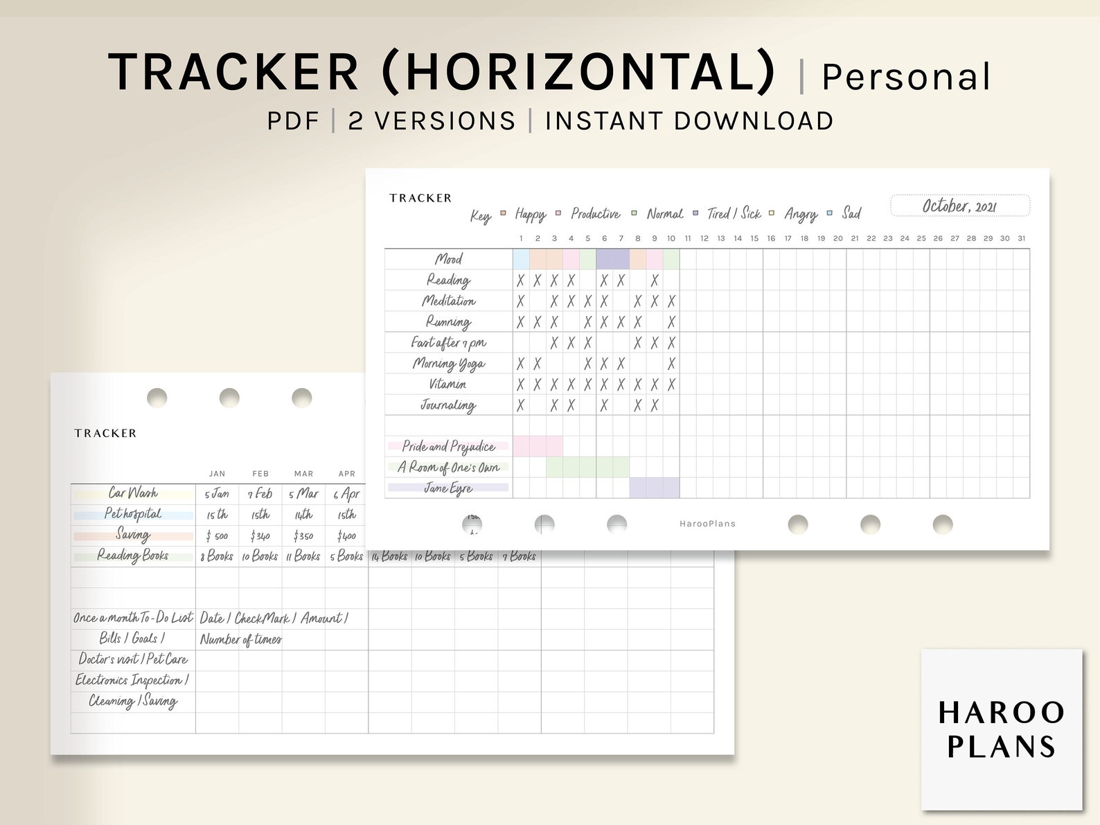 Monthly Tracker Personal Size Printable Planner Inserts - Etsy
