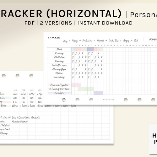 Monthly Tracker Personal Wide Printable Planner Inserts - Etsy