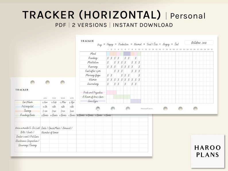 Monthly Tracker Personal Size Printable Planner Inserts | Etsy
