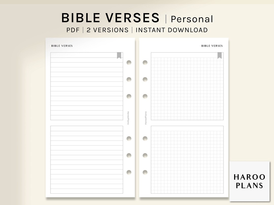 Bible Verses | Personal Size Printable Planner Inserts | Sermon ...