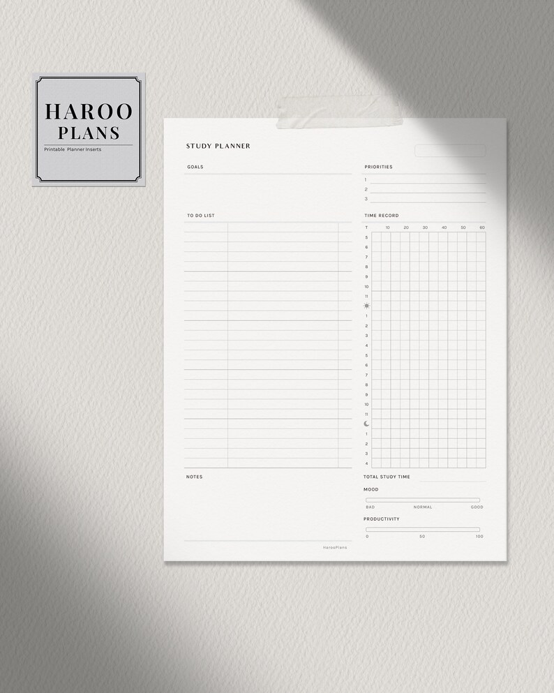 Study Planner A4 US Letter Printable Inserts Schedule - Etsy