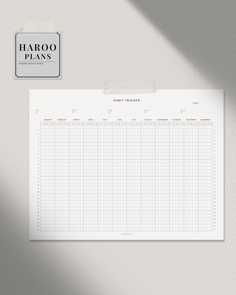 Yearly Habit Tracker A4 US Letter Size Printable Planner | Etsy