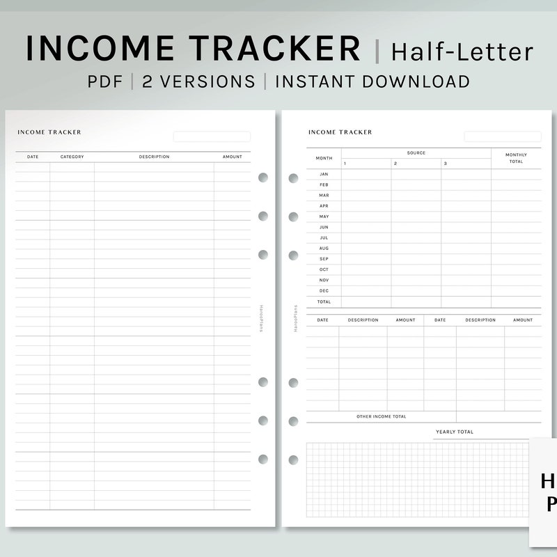 Income Tracker Printable - Etsy