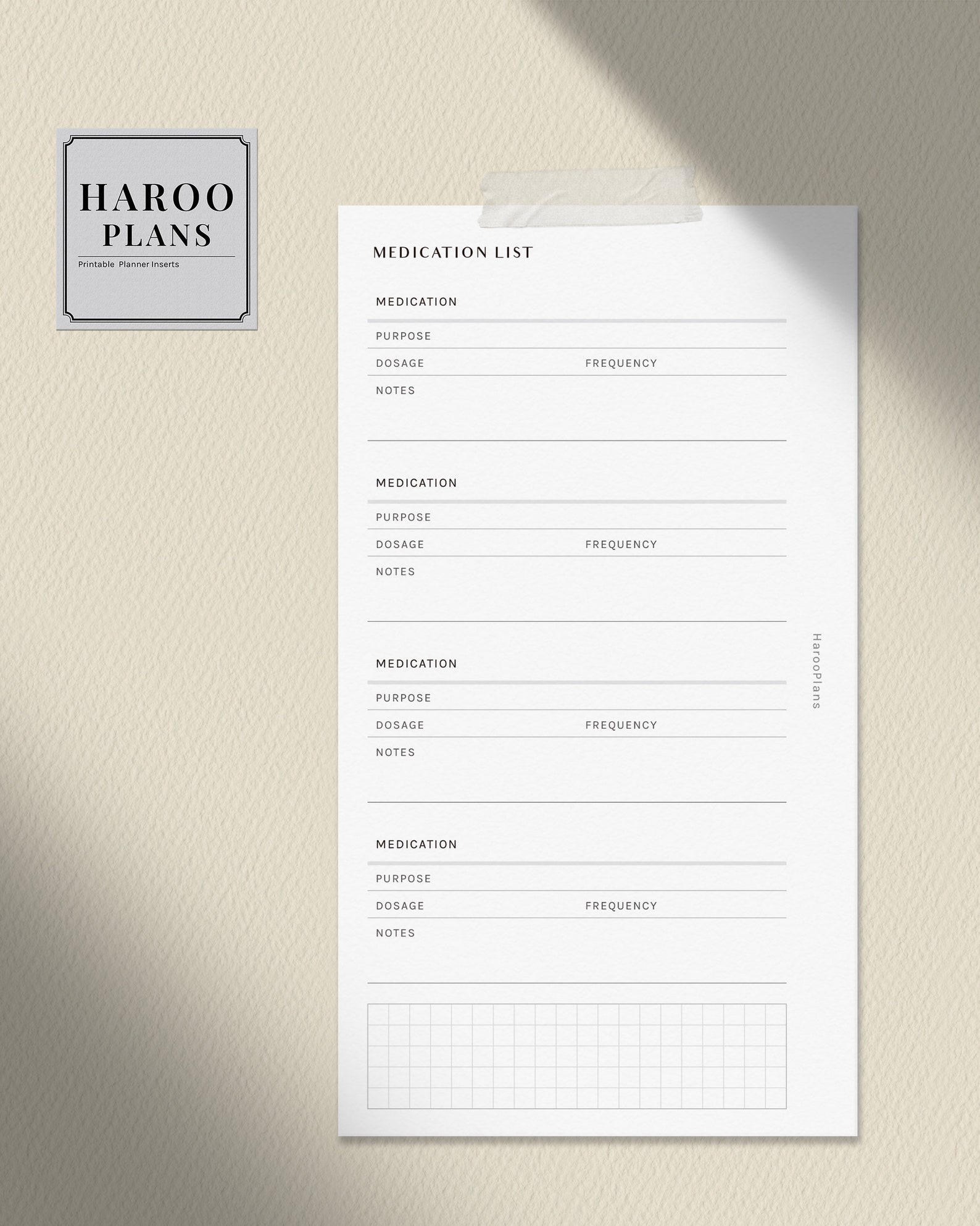 Medication List & Tracker Sheet | Personal Printable Planner Inserts ...