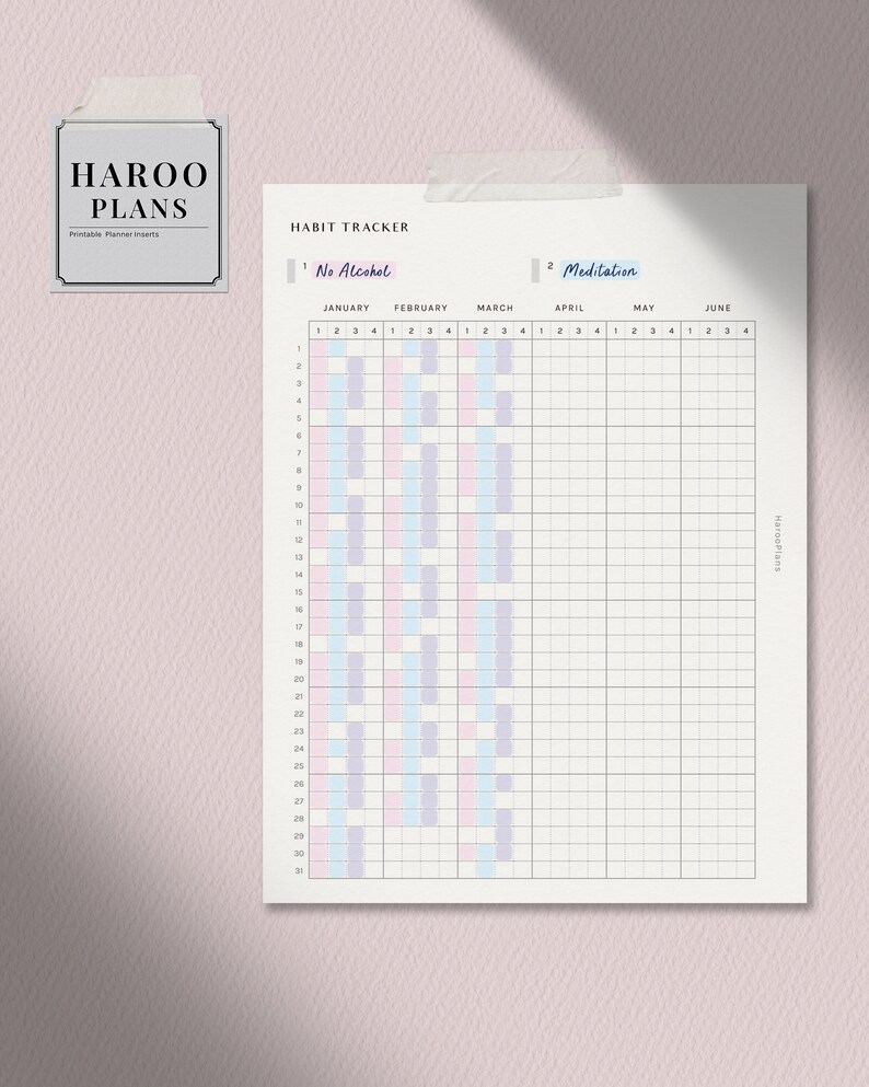Yearly Habit Tracker B6 Ring Printable Planner Inserts - Etsy