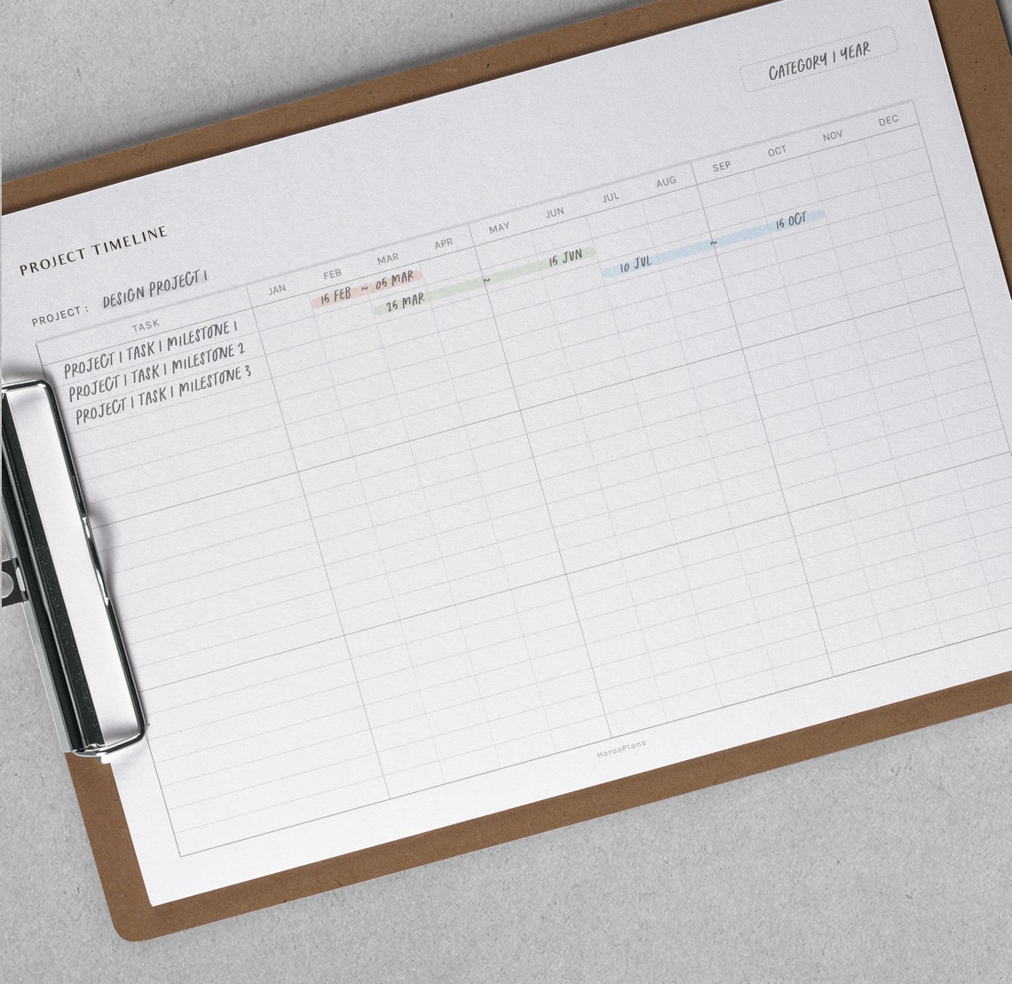 Project Timeline Sheet A4 US Letter Printable Planner | Etsy