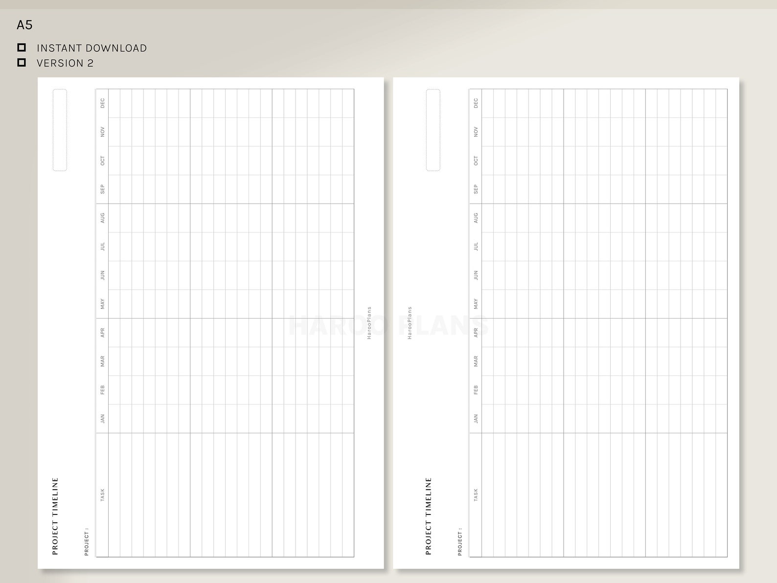 Project Timeline Sheet | A5 Printable Planner Inserts | Work Schedule ...