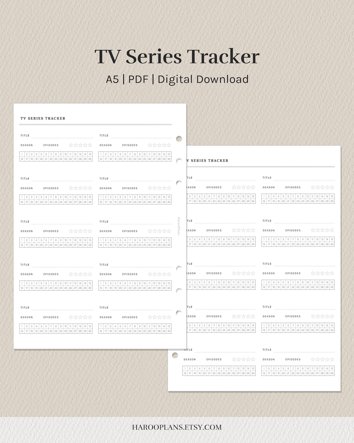 TV Series Tracker Printable Inserts A5 TV Show Checklist | Etsy