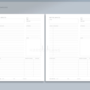 Meeting Minutes HP Classic Printable Happy Planner Inserts Project ...