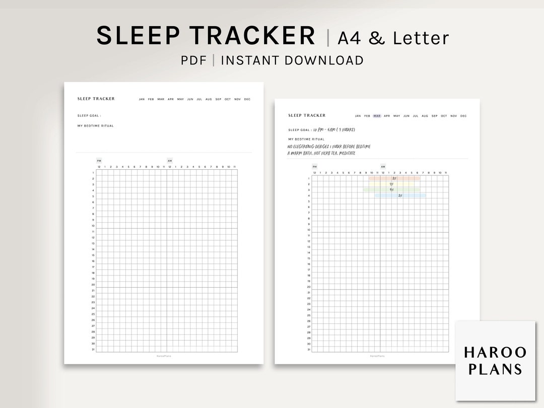 Sleep Tracker Sheet A4, US Letter Printable Planner Inserts Sleeping ...