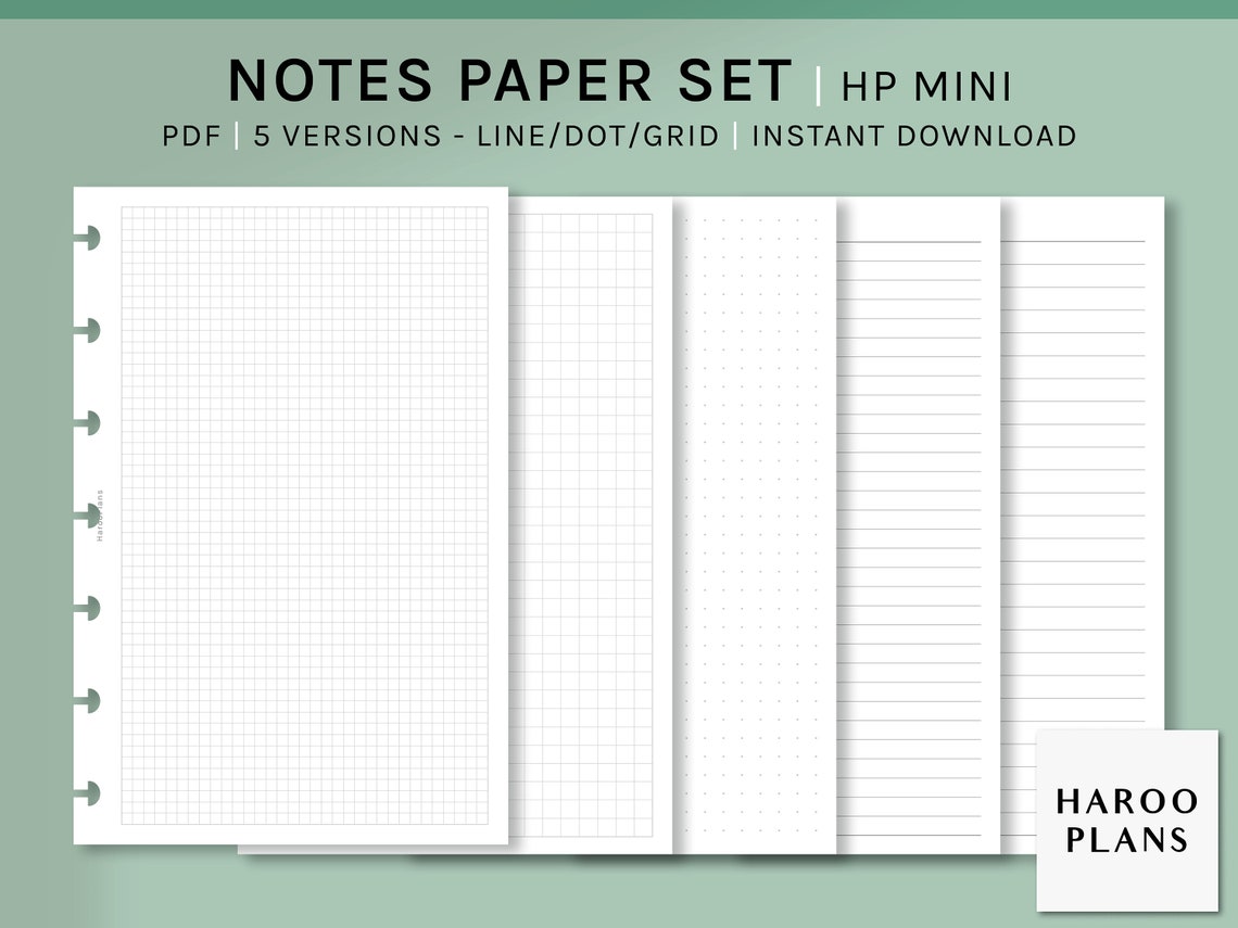 Basic Notes Paper Set HP Mini Printable Happy Planner - Etsy