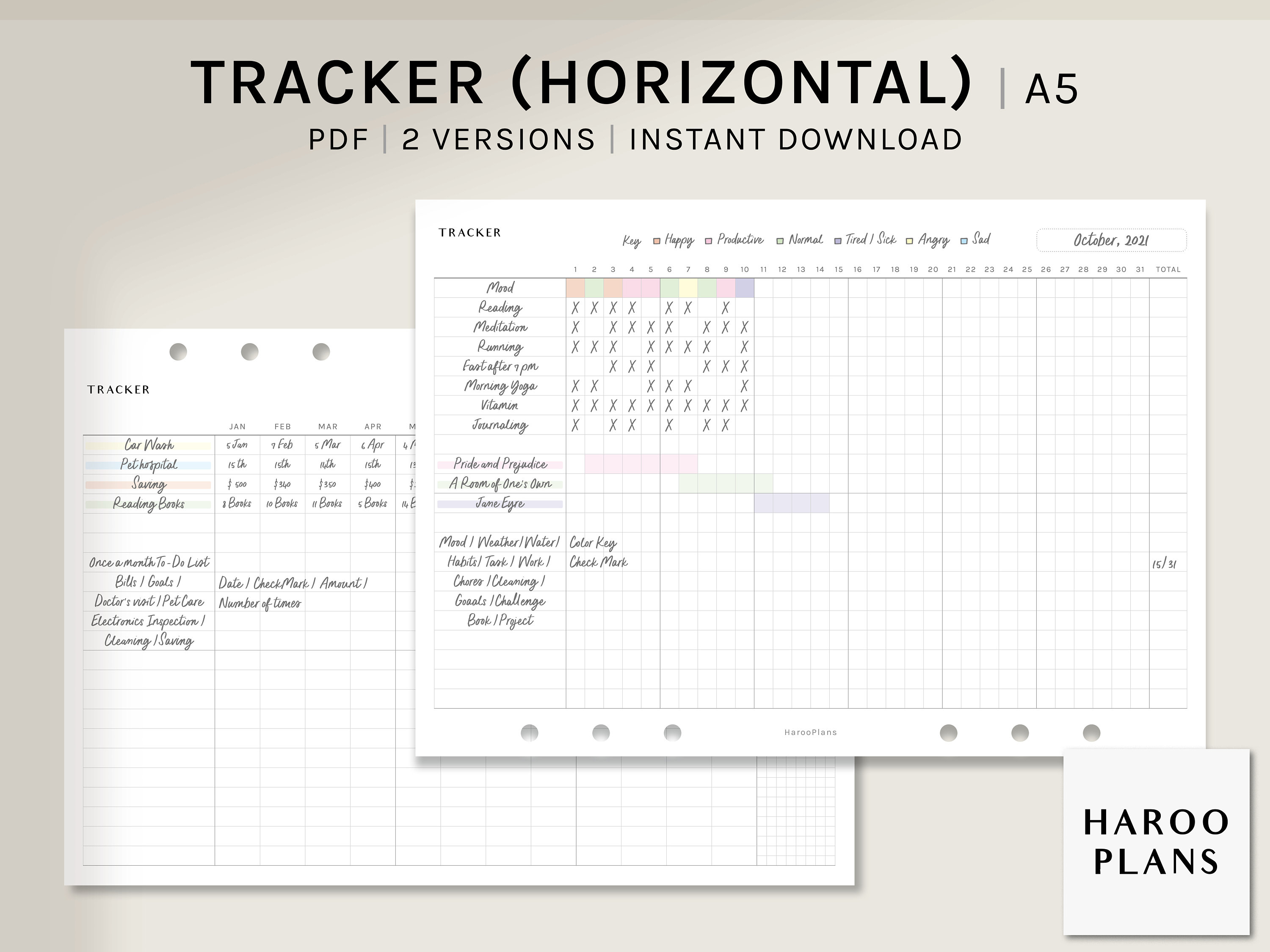 Monthly Tracker A5 Printable Planner Inserts Habit Bills | Etsy
