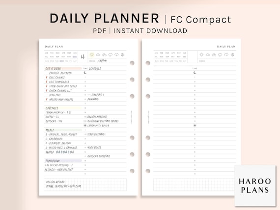 FC Compact PRINTABLE Task Planner Insert Paper Calendars & Planners ...