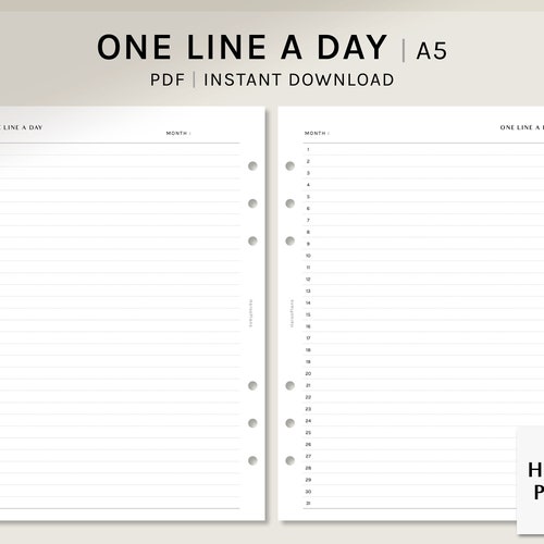 Daily Diary A5 Printable Planner Inserts Blank Notepad - Etsy