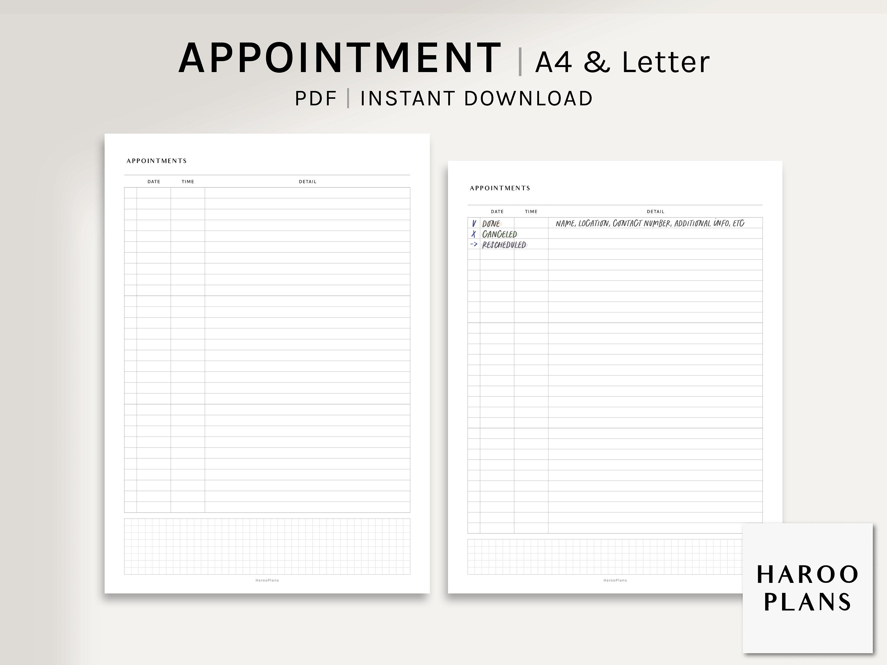 Tutoring Tracker Planner Inserts Printable Client Appointment Tracker ...