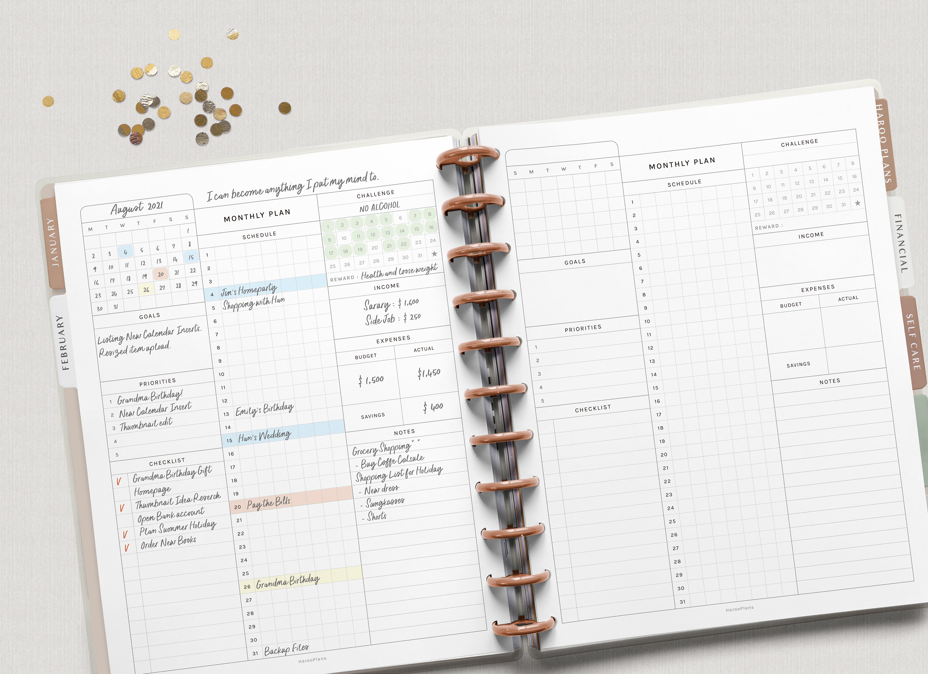 Monthly Planner A4 US Letter Printable Inserts Monthly - Etsy