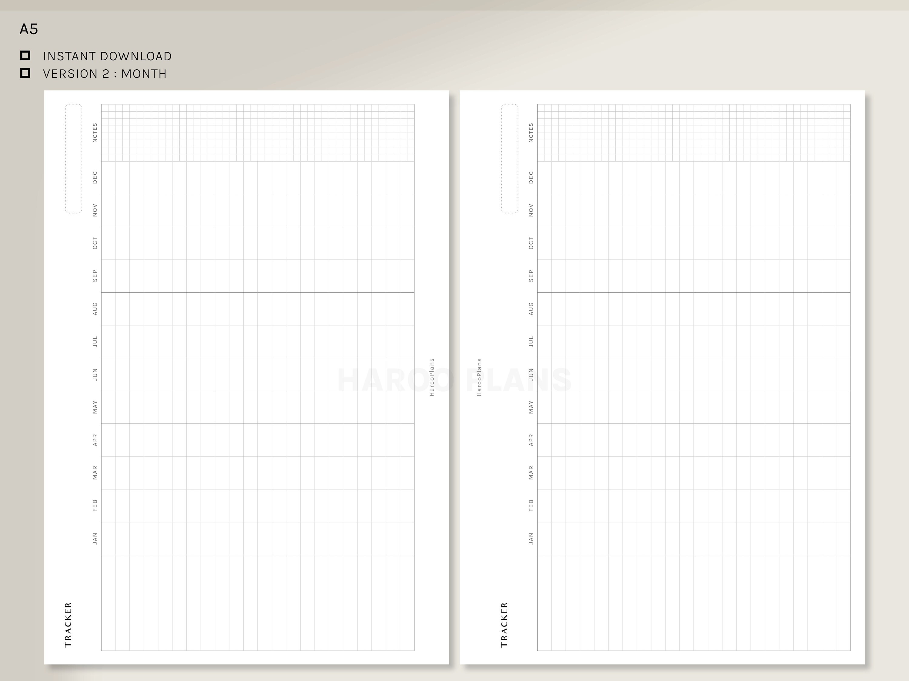 Monthly Tracker A5 Printable Planner Inserts Habit Bills | Etsy