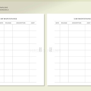 Car Maintenance | Pocket Size Printable Planner Inserts | Simple Auto ...