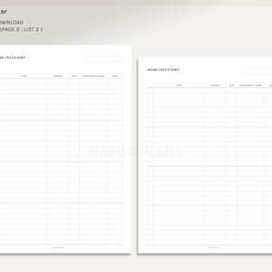 Home Inventory | A4, US Letter Printable Planner Inserts | Household ...