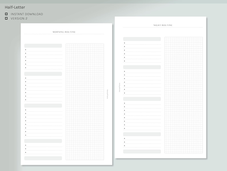 Daily Routine | Half-letter Ring Printable Planner Inserts | Morning ...