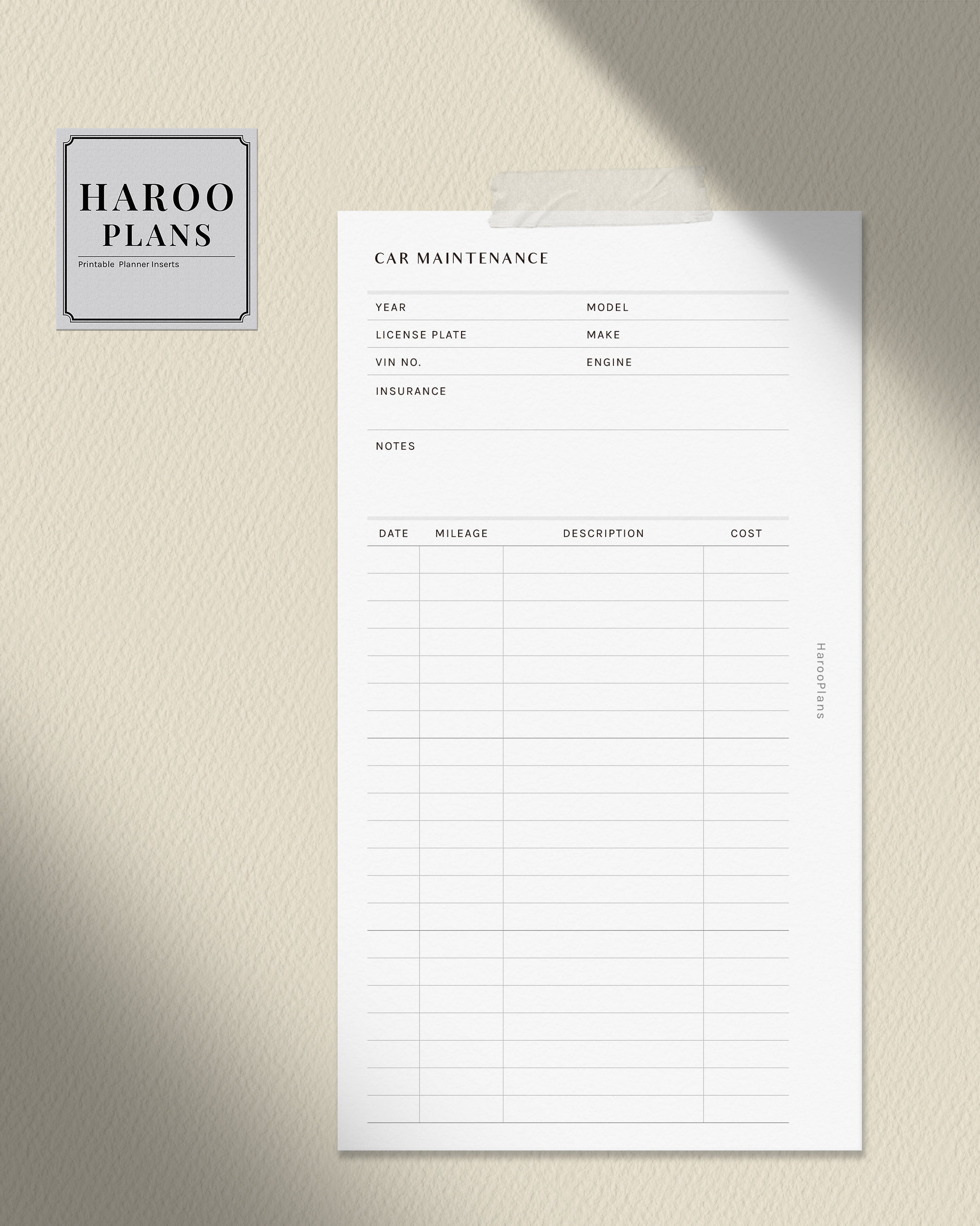 Car Maintenance | Personal Size Printable Planner Inserts | Auto Repair ...