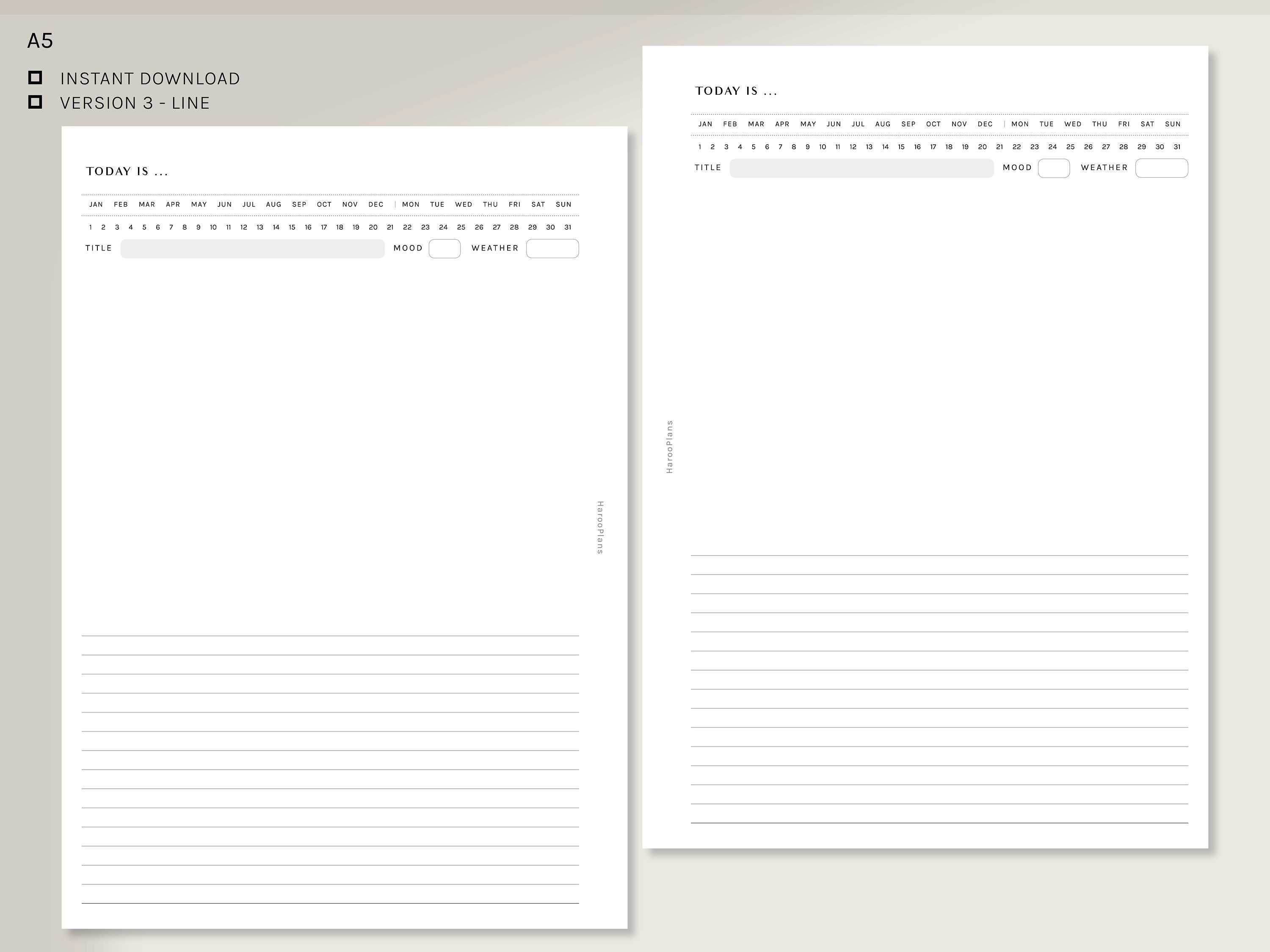 Daily Diary A5 Printable Planner Inserts Blank Notepad | Etsy