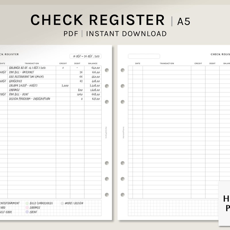 Printable Check Register - Etsy
