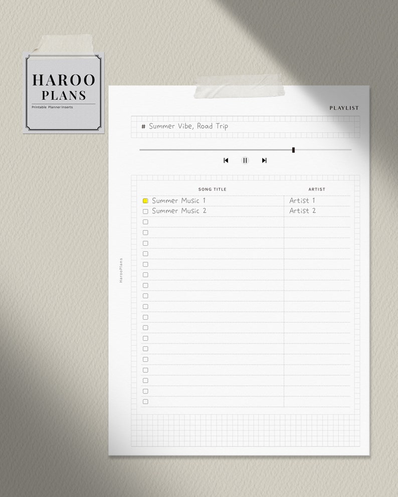 Playlist Sheets A5 Printable Music Tracker Inserts - Etsy