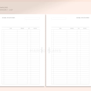Home Inventory | FC Compact Printable Planner Inserts | Household ...