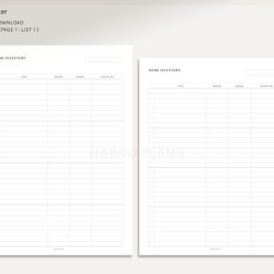 Home Inventory | A4, US Letter Printable Planner Inserts | Household ...