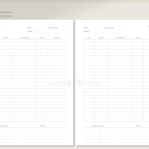 Grade Log Sheet | A5 Printable Planner Inserts | Simple Homeschool ...