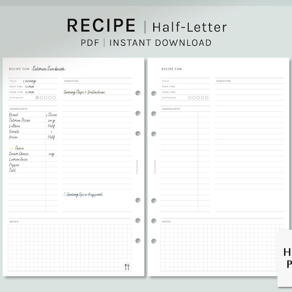 Half Sheet Recipe Template - Etsy