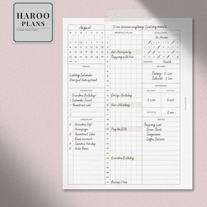 Monthly | B6 Rings Printable Planner Inserts | Month at a Glance ...