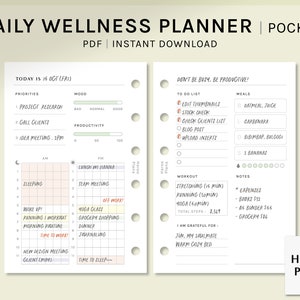 Daily Wellness Planner Pocket Size Printable Inserts Day Schedule ...