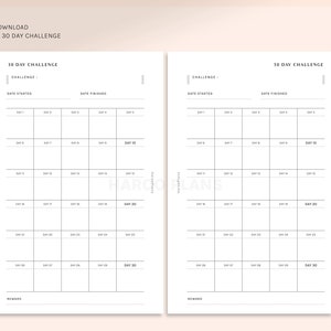 Challenge Sheet | FC Compact Size Printable Planner Inserts | 30 50 100 ...