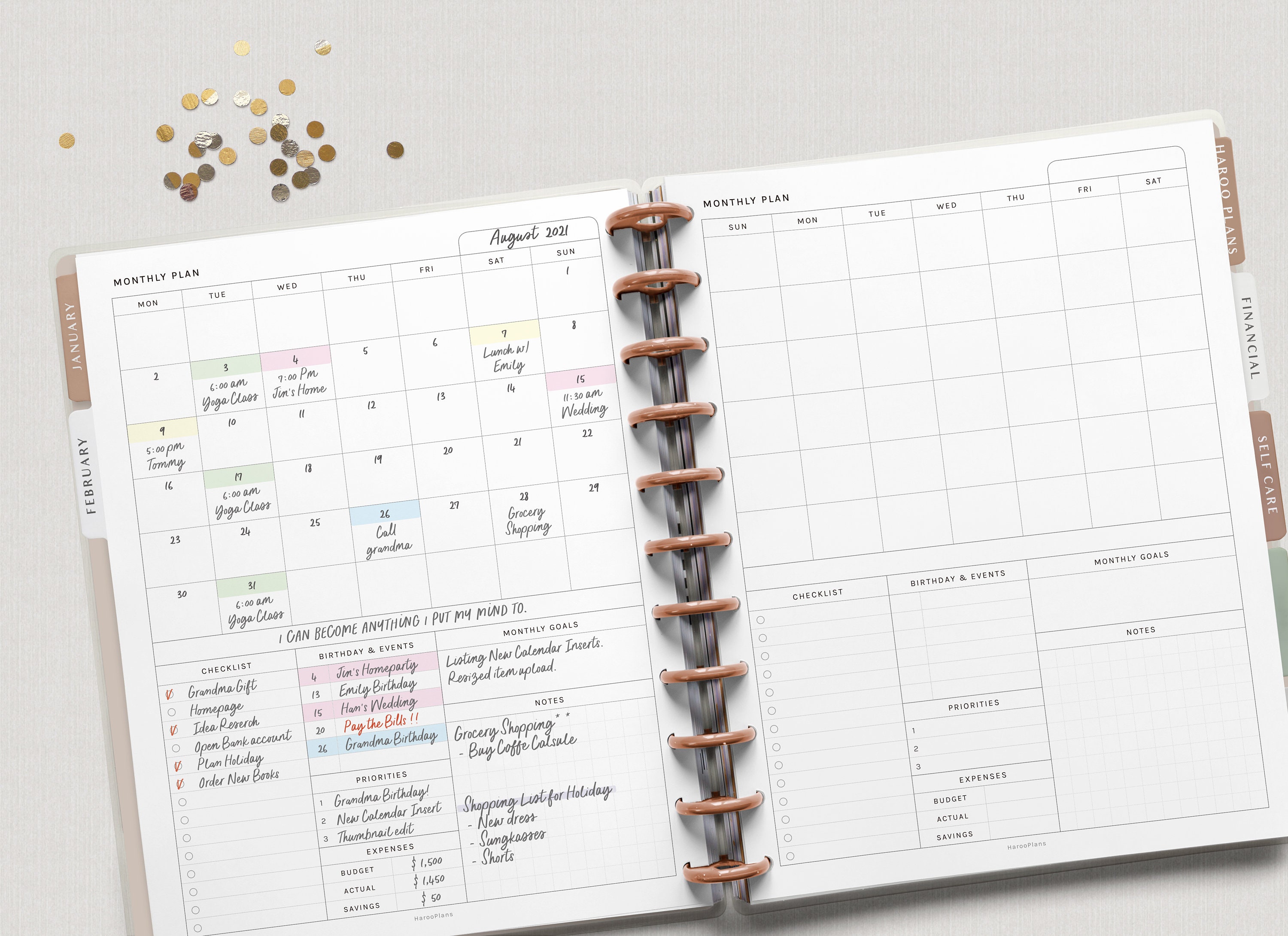 Monthly Overview | A4, US Letter Printable Planner Inserts | MO1P ...