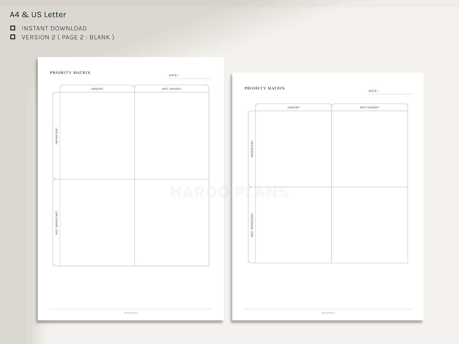 Priority Matrix A4 US Letter Printable Planner Inserts - Etsy