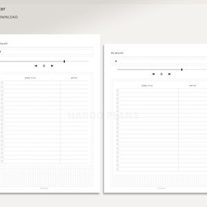 Playlist Sheets A4, US Letter Printable Music Tracker Inserts Podcast ...
