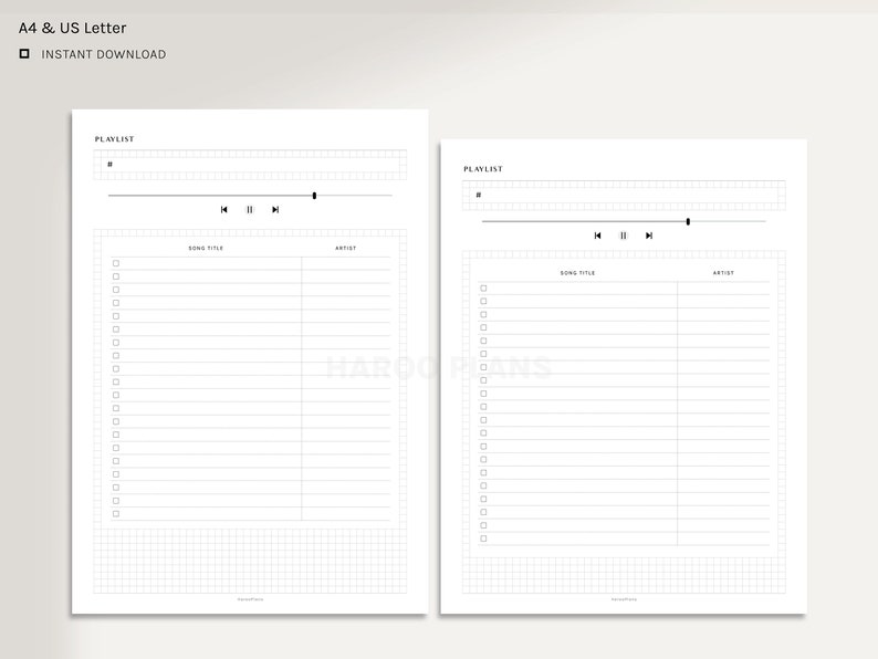 Playlist Sheets A4 US Letter Printable Music Tracker | Etsy