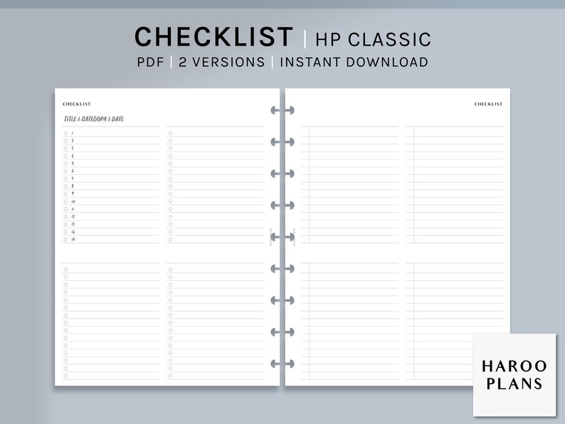 Checklist Sheet HP Classic Printable Happy Planner Inserts - Etsy