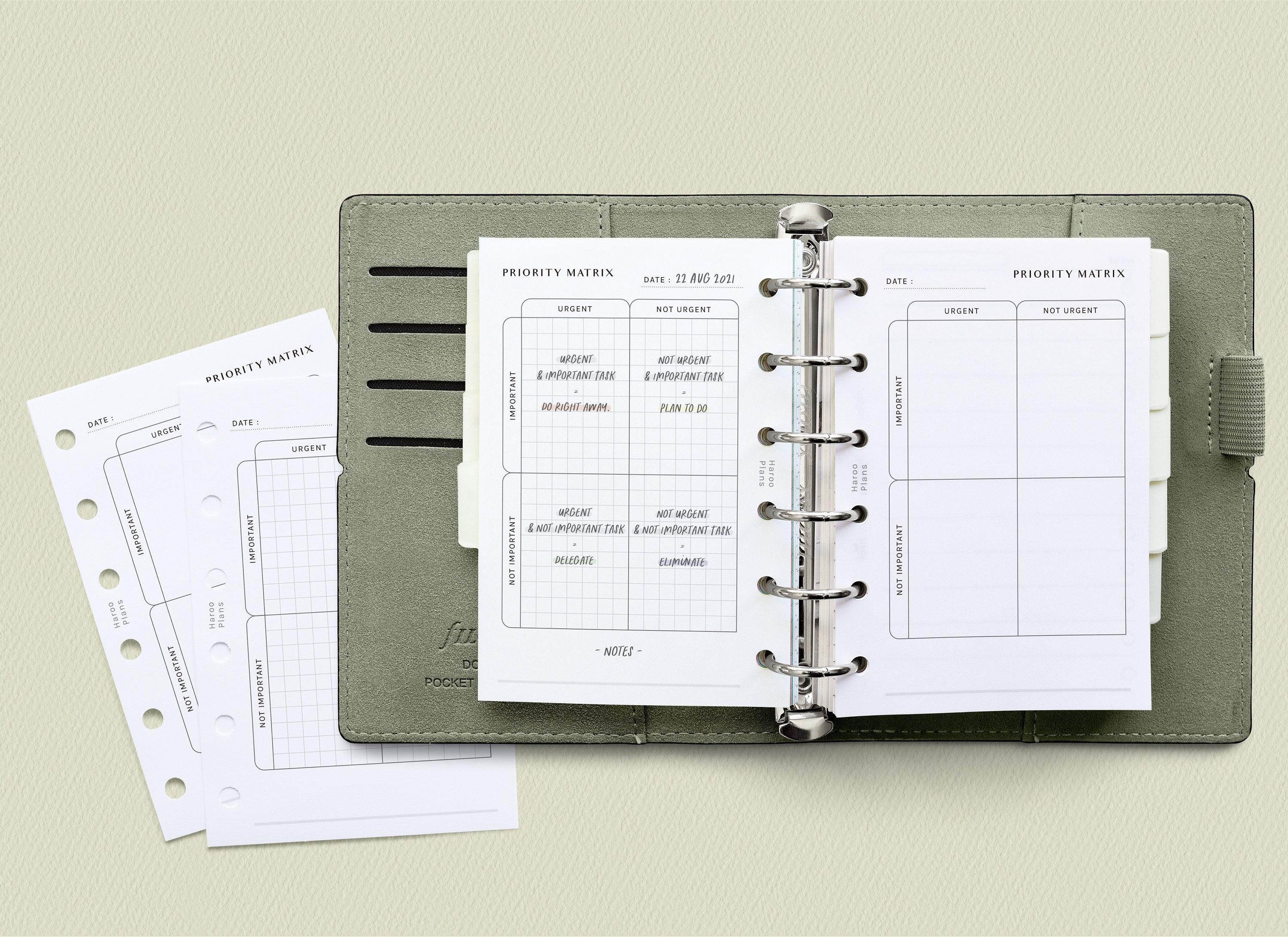 Priority Matrix | Pocket Ring Printable Planner Inserts | Urgent ...