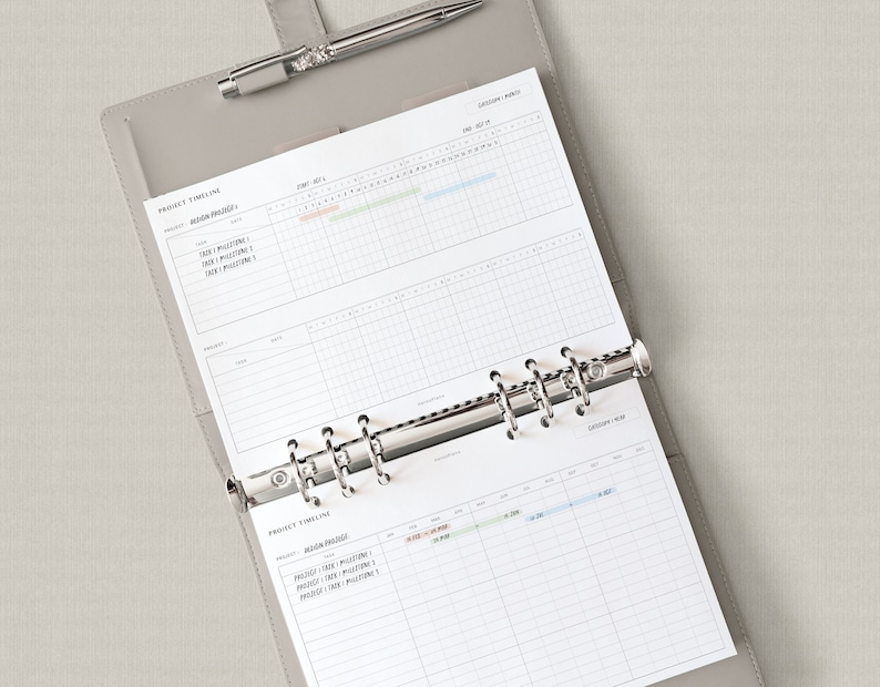 Project Timeline Sheet A5 Printable Planner Inserts Work - Etsy
