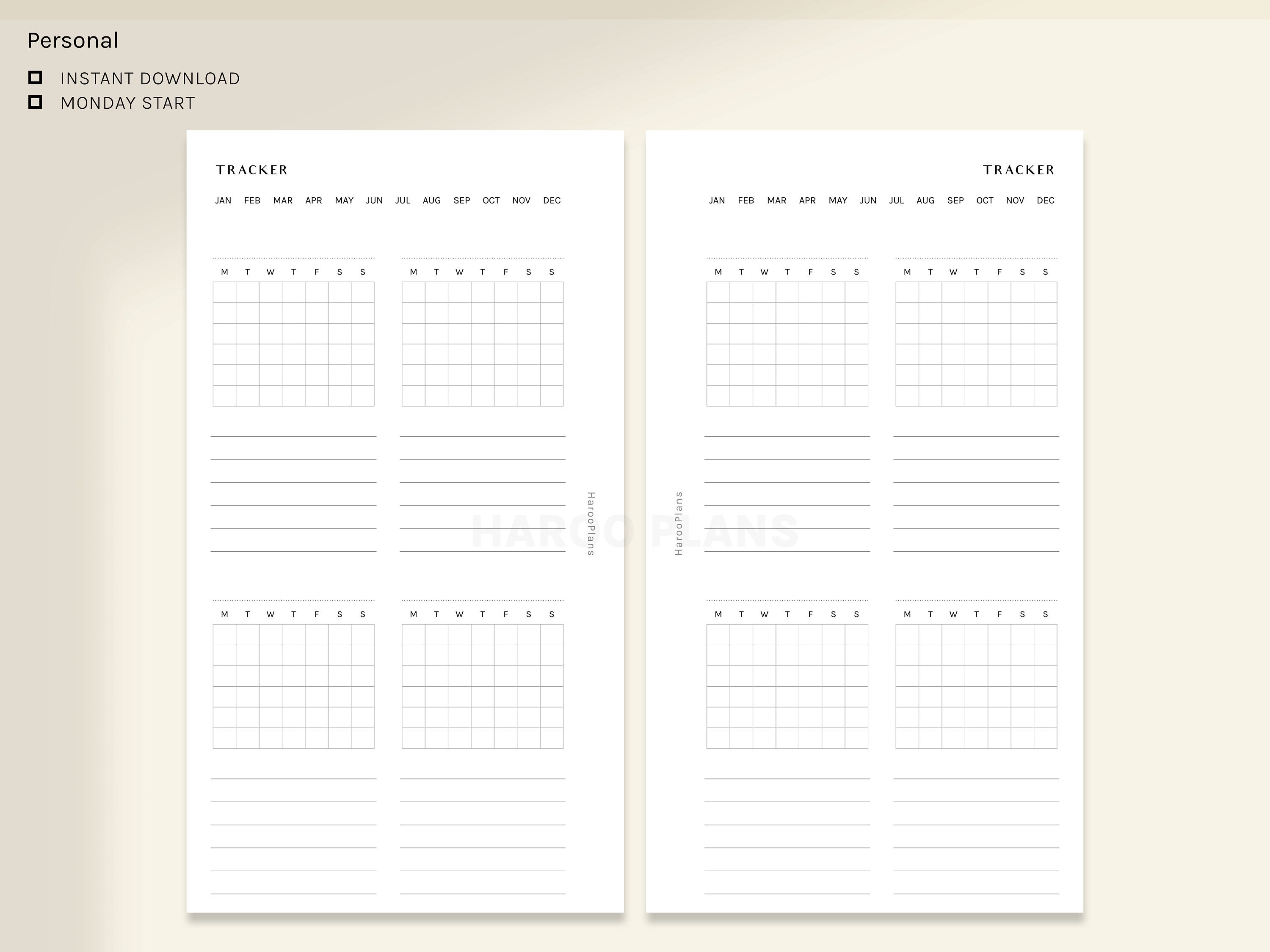 Monthly Tracker Personal Printable Planner Inserts Task - Etsy