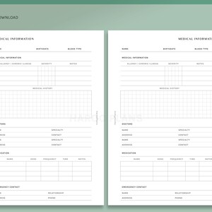 Medical Information | HP Mini Printable Happy Planner Inserts | Health ...