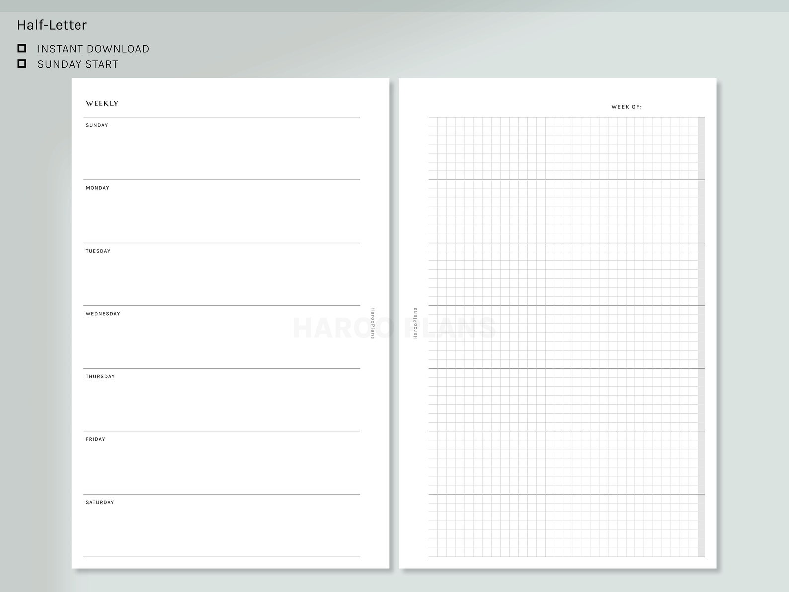 Undated Weekly | Half-letter Printable Planner Inserts | Weekly With ...
