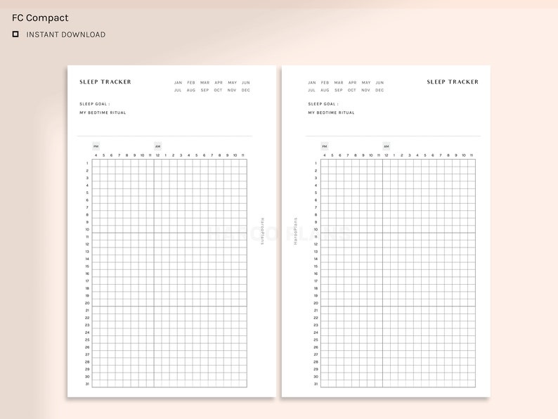 Sleep Tracker Sheet | FC Compact Printable Planner Inserts | Sleeping Time Log Template | Health ...
