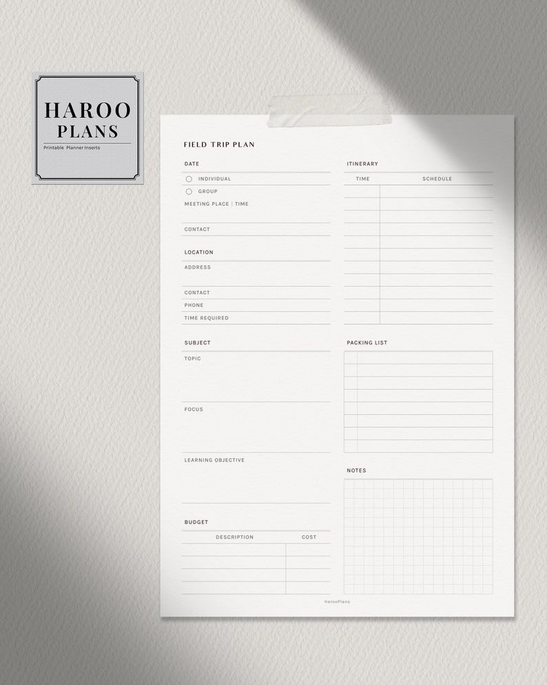 Field Trip Planning Sheet A4 US Letter Printable Planner | Etsy
